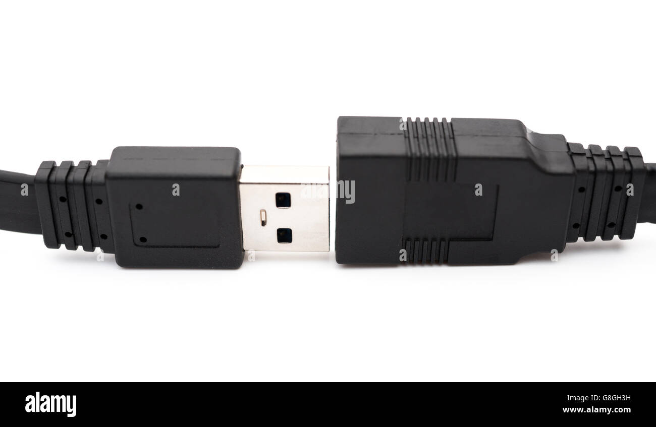 male and female heads of red usb cable on a white background Stock ...