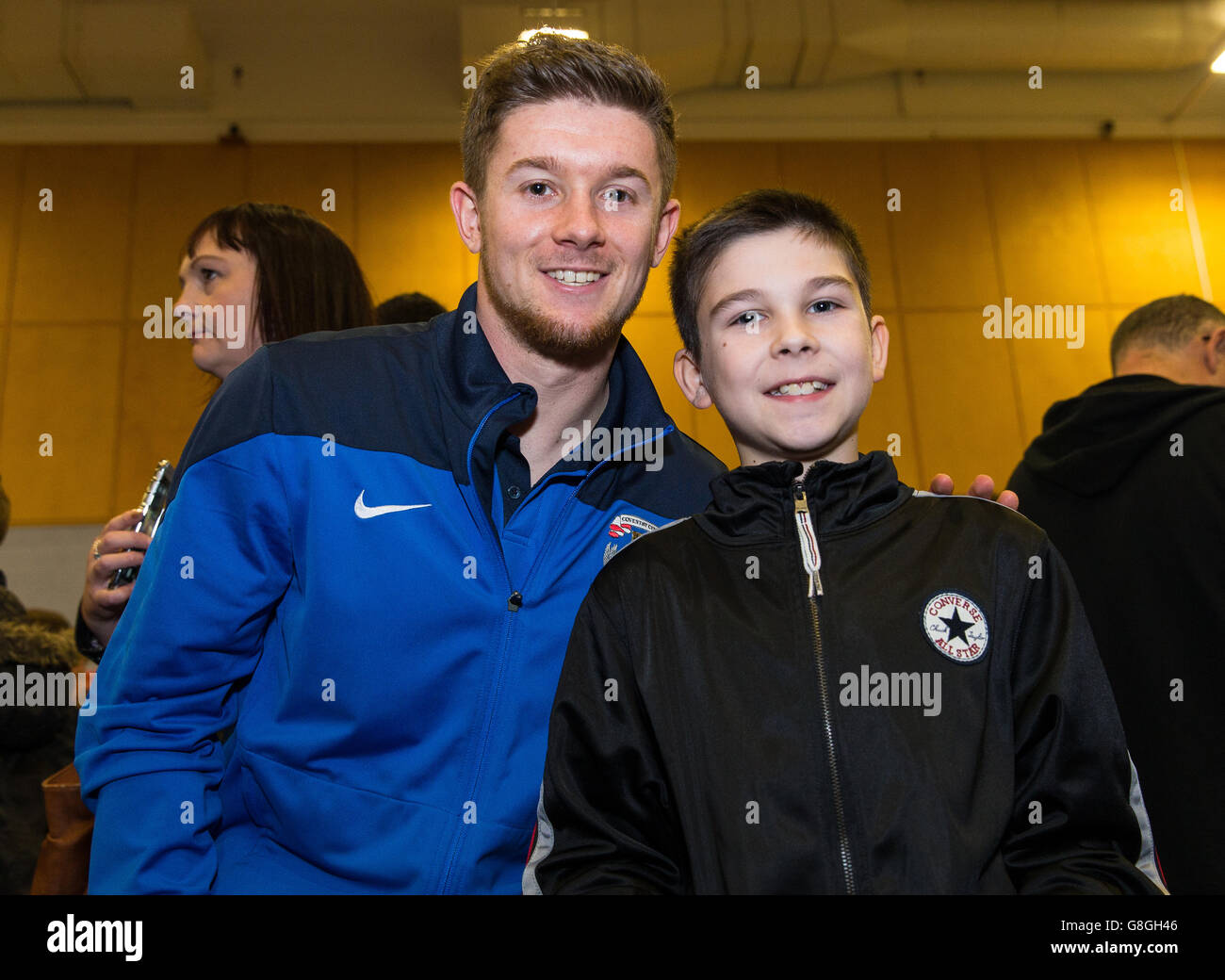 Coventry City's Aaron Phillips poses for photographs during the ...