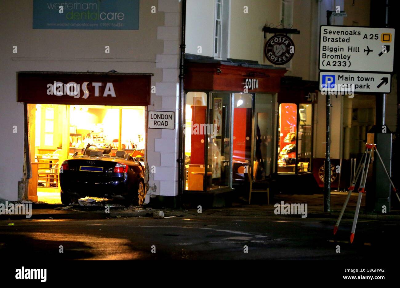 After a car ploughed into a costa coffee shop hi-res stock photography ...