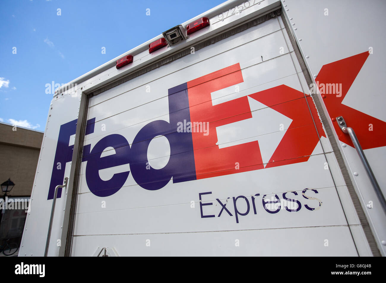 FedEx delivery truck in Kingston, Ont., on June 22, 2016 Stock Photo ...