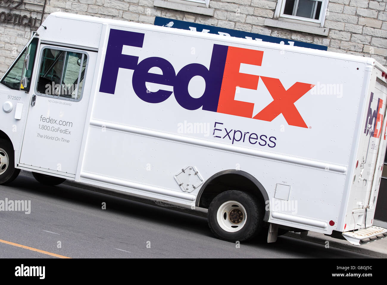 FedEx delivery truck in Kingston, Ont., on June 22, 2016 Stock Photo ...