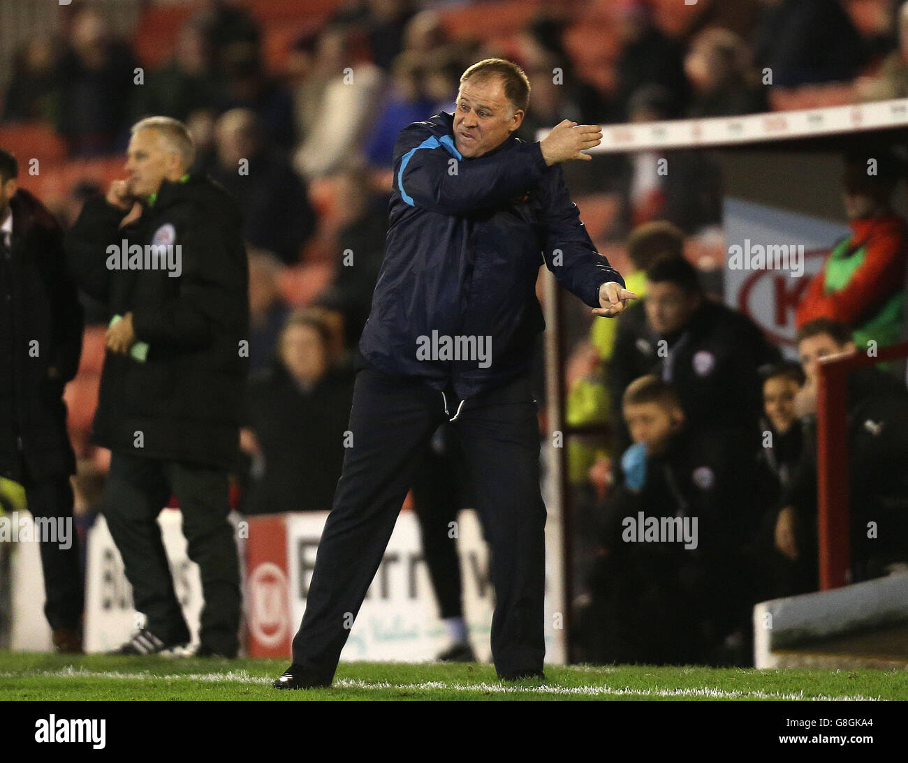 Blackpool manager Neil McDonald during the game against Barnsley Stock ...