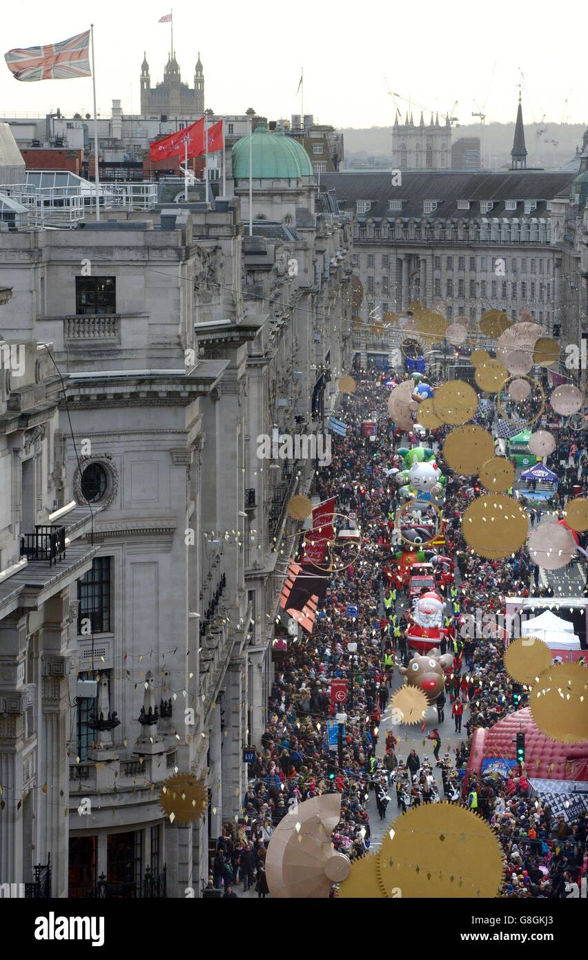 A general view of the Hamley's Christmas Toy Parade on Regent Street ...