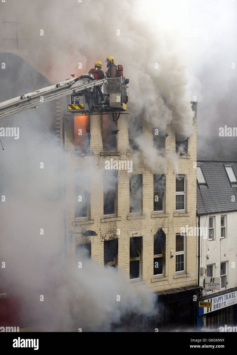 Newcastle fire. Fire crews at the scene of a fire in Charlotte Square ...