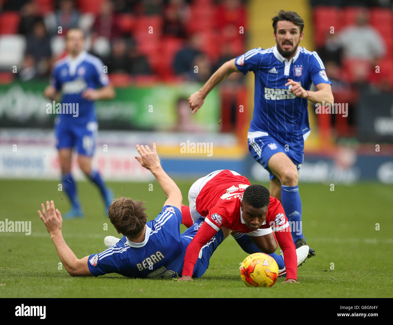 Ipswich Town's Christophe Berra and Charlton Athletic's Ademola Lookman ...