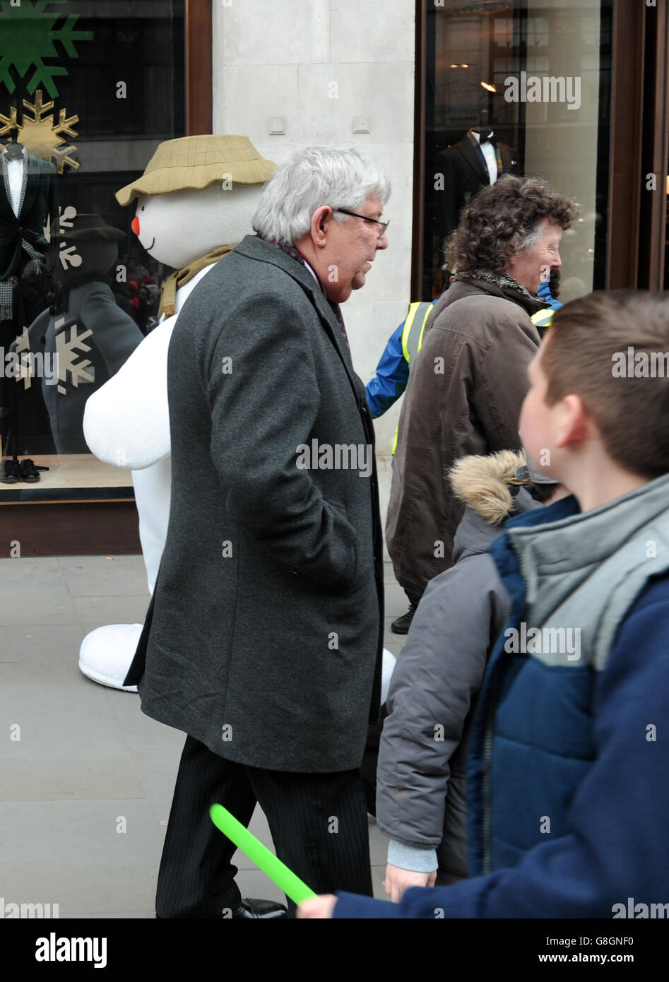 The Snowman character walks along Regent street during the Hamley???s ...
