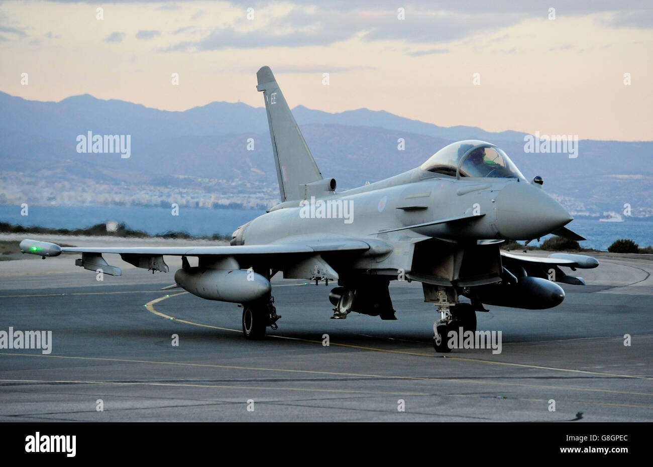 A raf eurofighter typhoon arrives at raf akrotiri in cyprus hi-res ...