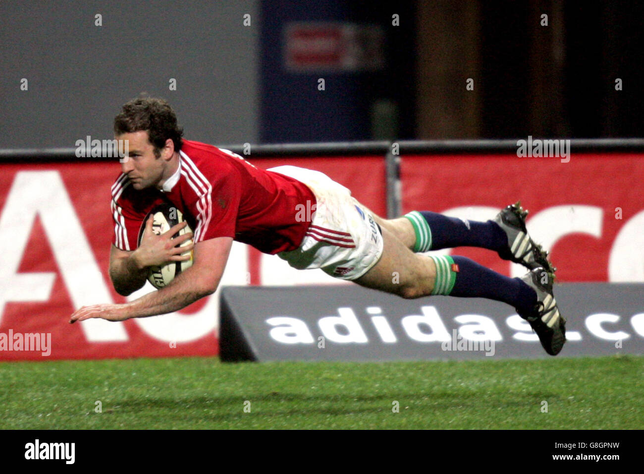 British & Irish Lions' Geordan Murphy score a try against Taranaki ...