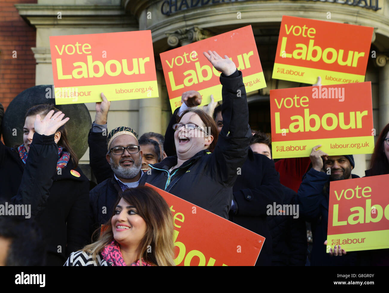 Labour supporters wait for party leader Jeremy Corbyn and new Labour MP ...