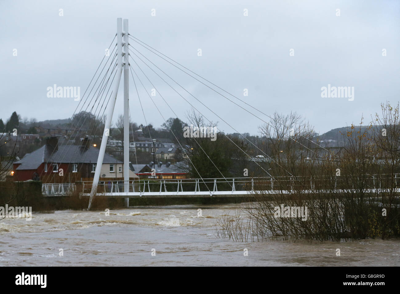 The James Thomson bridge in Hawick, Scotland, as Storm Desmond hits the ...