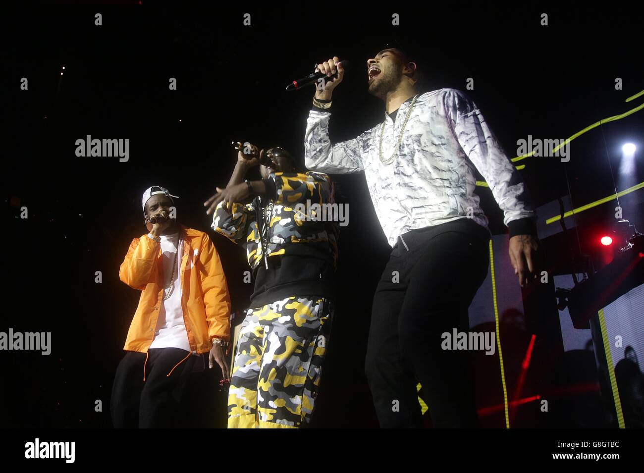 Akelle Charles, Louis Rei and Haile of WSTRN perform on stage during ...