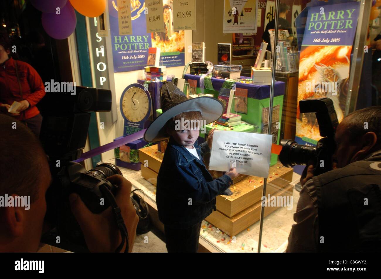 First in line, Conor Duff-Lennon, 9, from Wicklow, is photographed ...