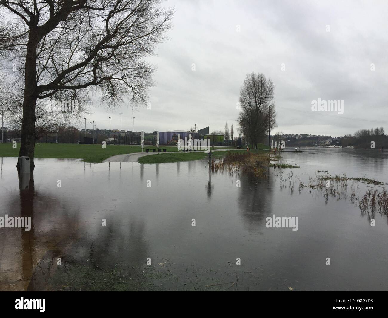 Lough Erne overflows into the grounds of the Lakeland Forum leisure ...