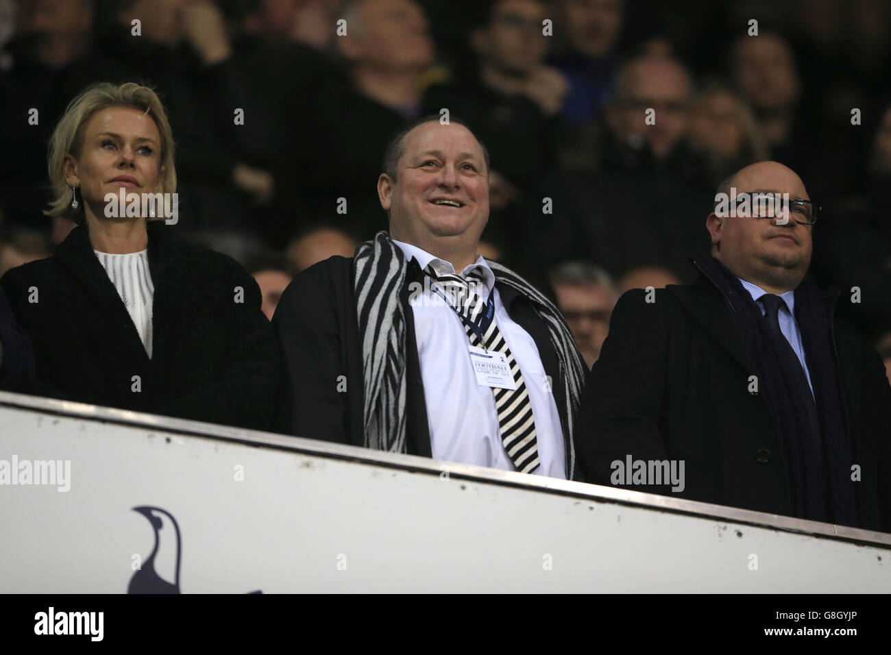 Newcastle United owner Mike Ashley (centre) and wife Linda Ashley (left ...