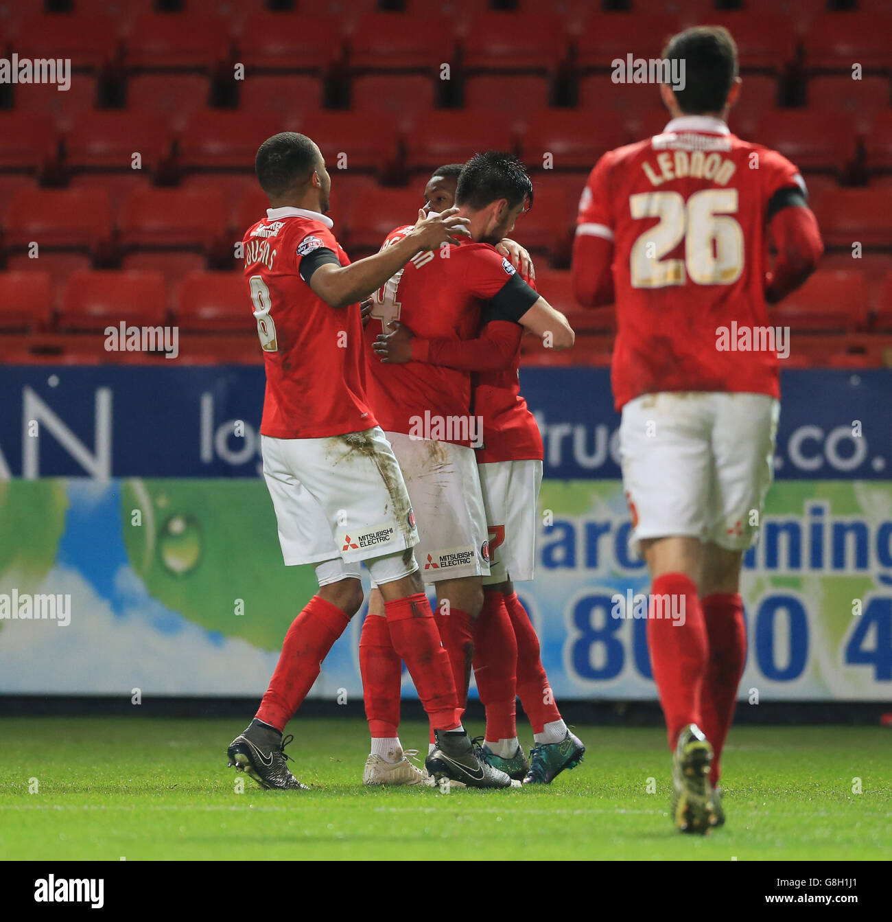 Charlton Athletic's Ademola Lookman (second right) celebrates scoring ...