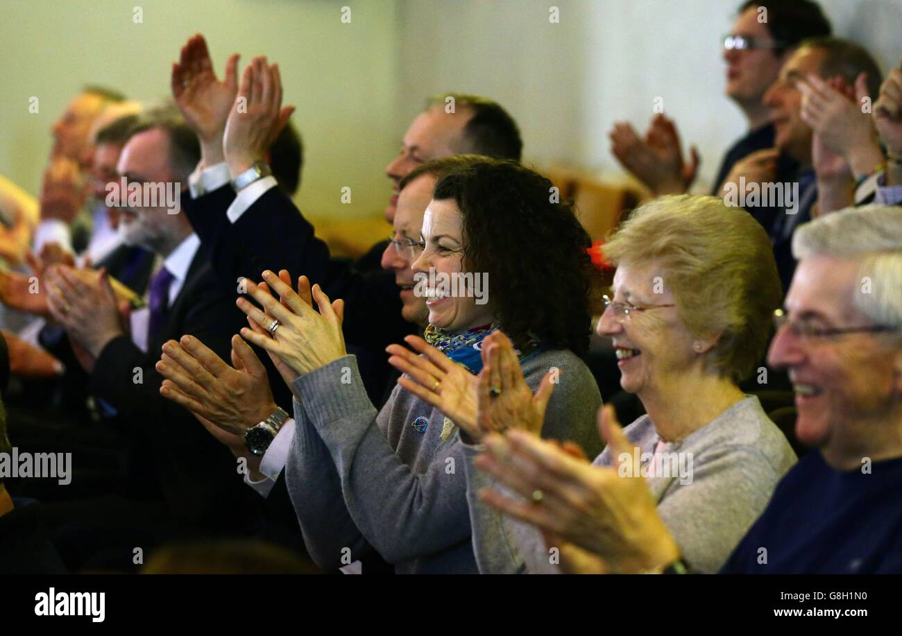 Rebecca Peake (middle) wife of British astronaut Tim Peake accompanied ...