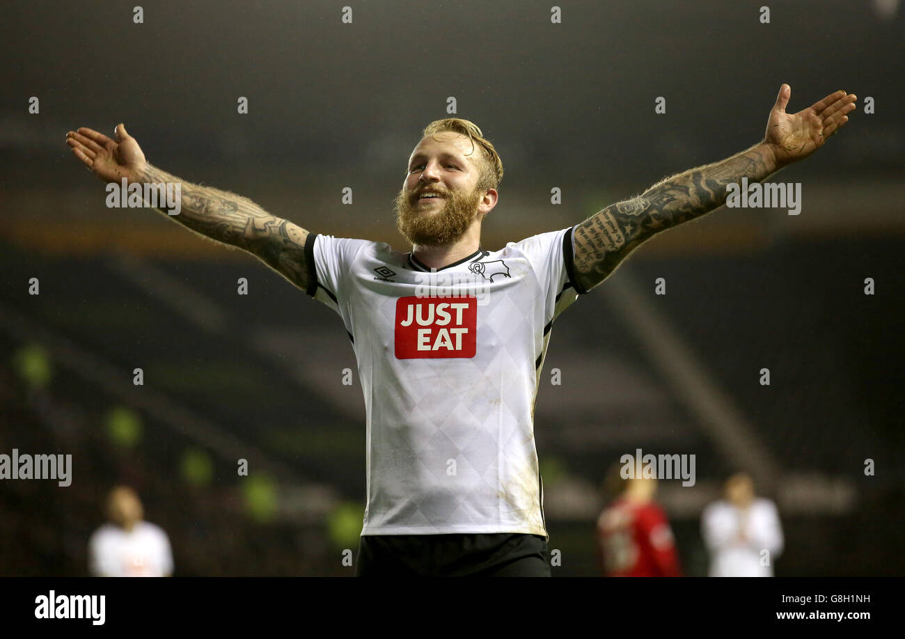 Derby countys johnny russell celebrates hi-res stock photography and ...