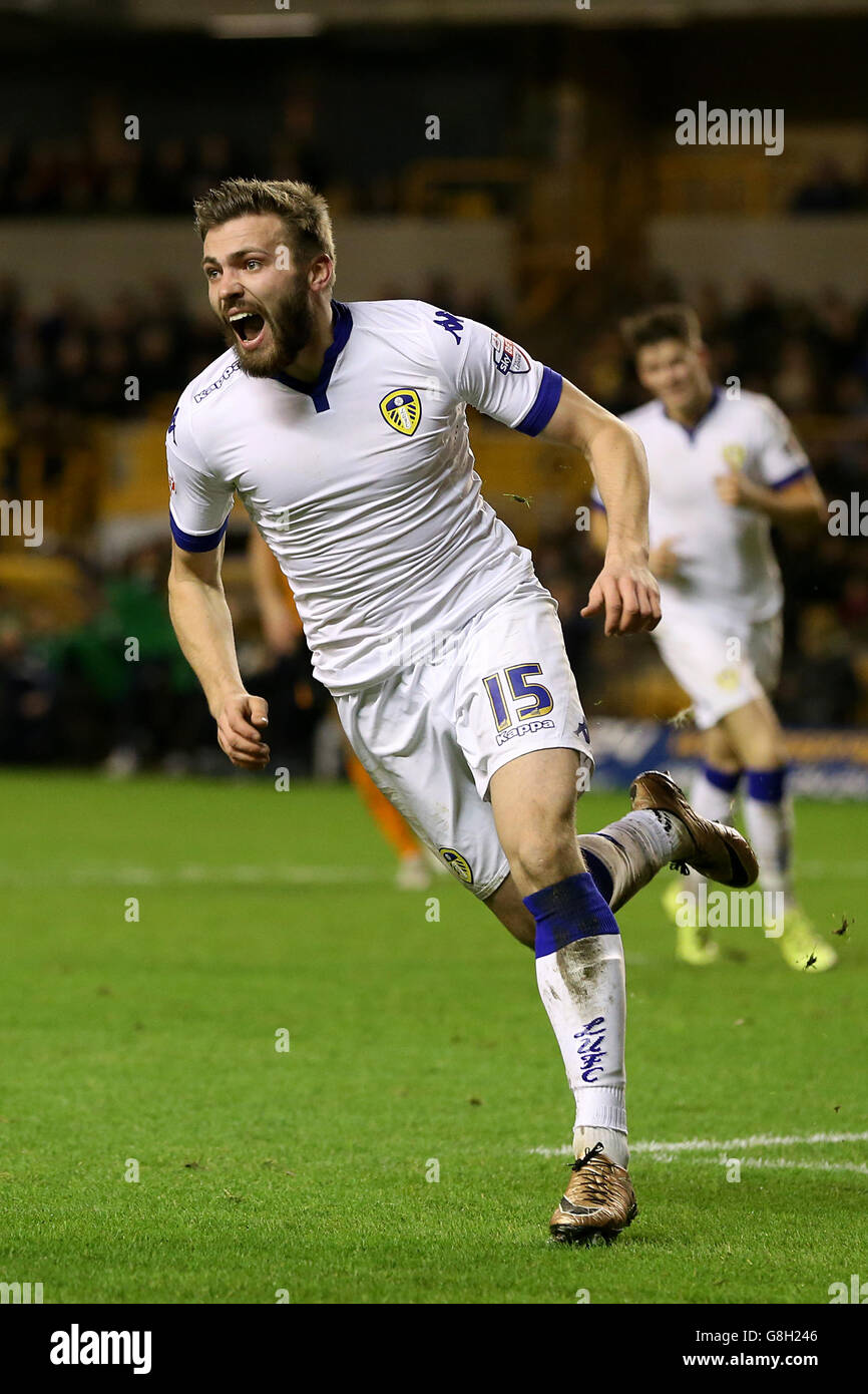 Leeds uniteds stuart dallas celebrates scoring hi-res stock photography ...