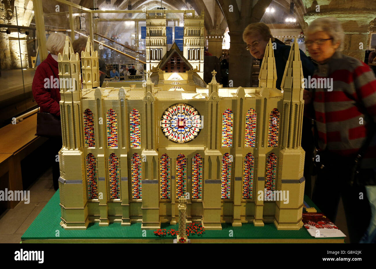 People look at a lego model of Durham Cathedral where one LEGO brick ...