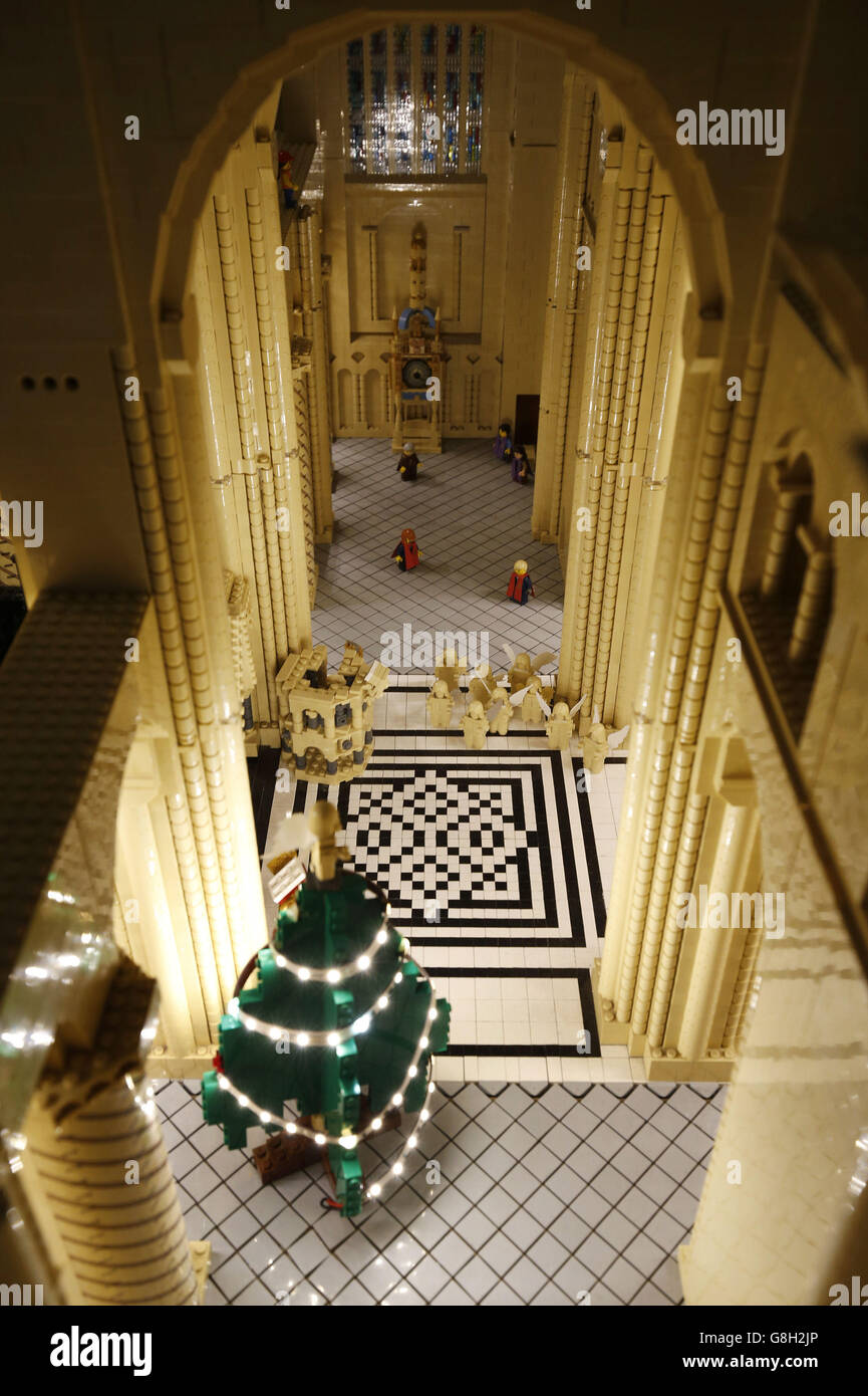 People look at a lego model of Durham Cathedral where one LEGO brick ...