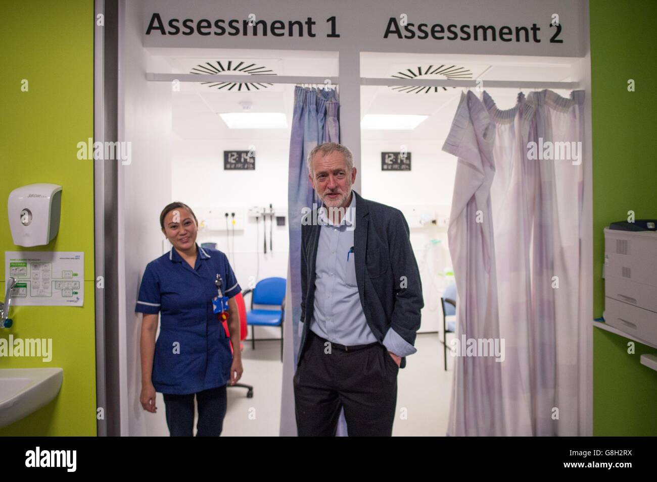 Corbyn visit to Whittington Hospital Stock Photo - Alamy