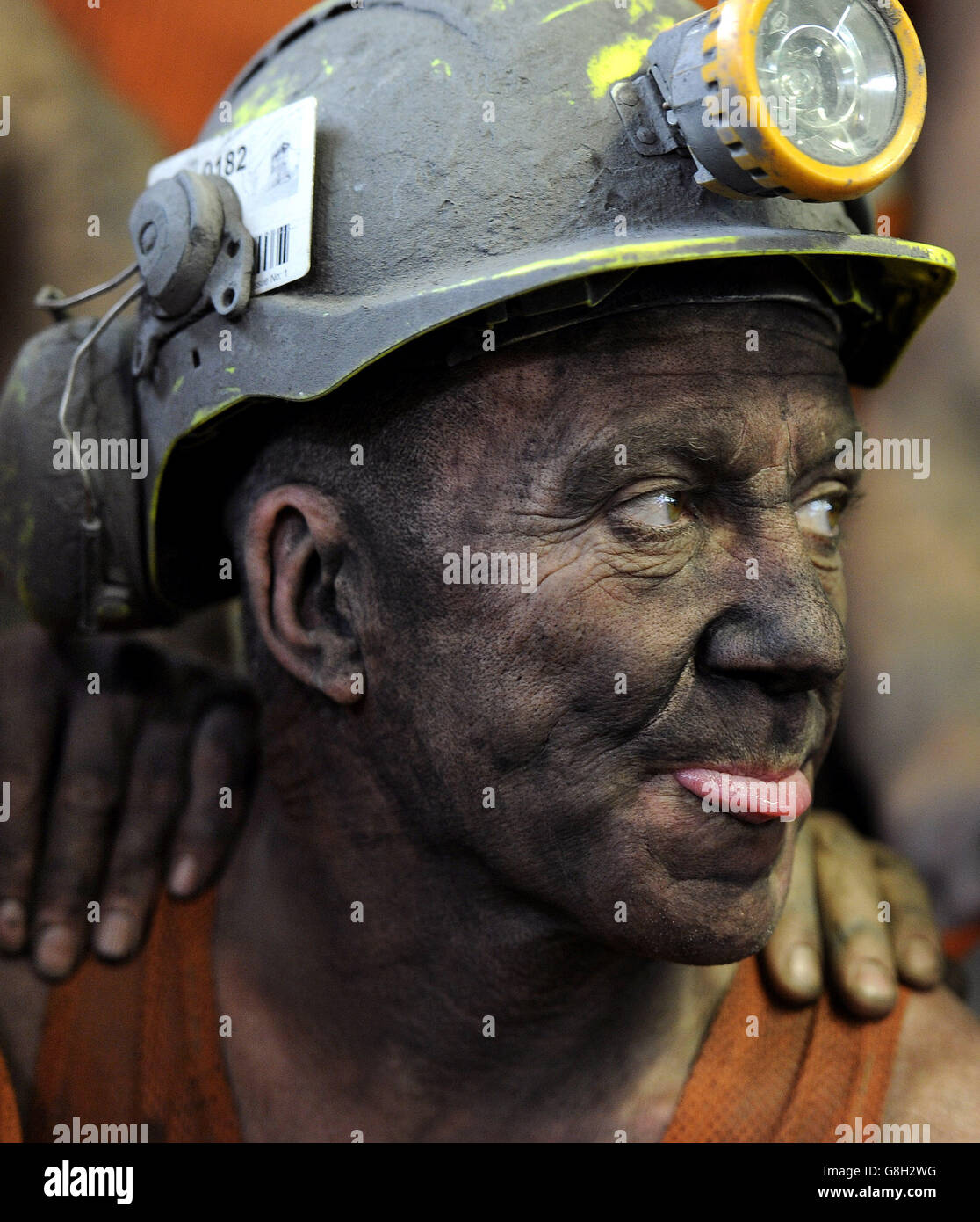 A miner comes off the last shift at Kellingley Colliery in Knottingley ...