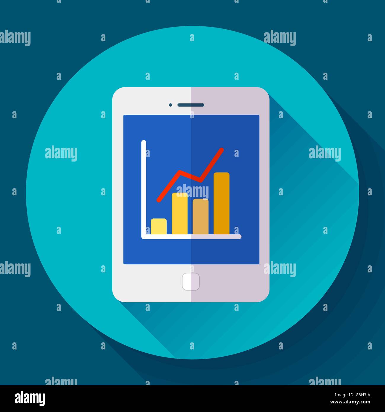 Tablet flat 2.0 icon in ipad style with stat diagram Stock Vector Image ...