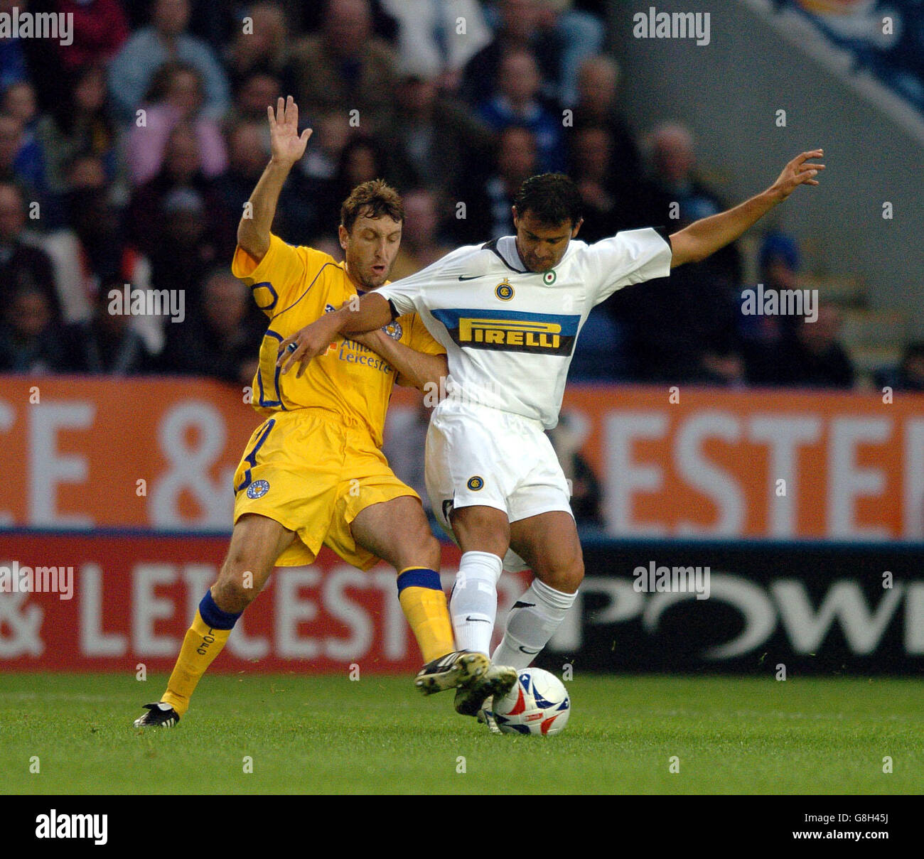 (L-R) Leicester City's Jason Wilcox and Inter Milan's Dejan Stankovic ...