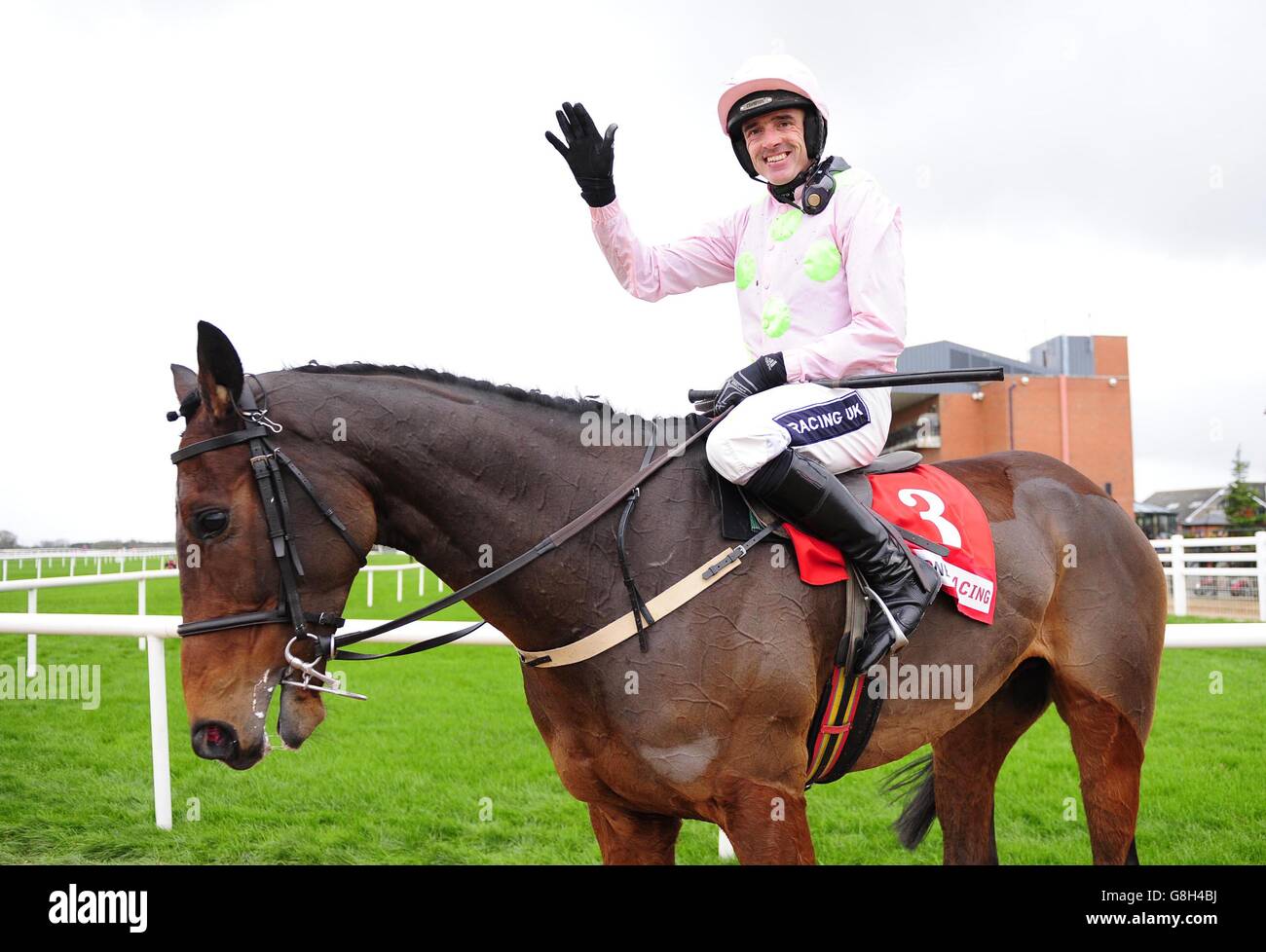 Ruby Walsh celebrates on Long Dog after wining the Bar One Racing Royal ...