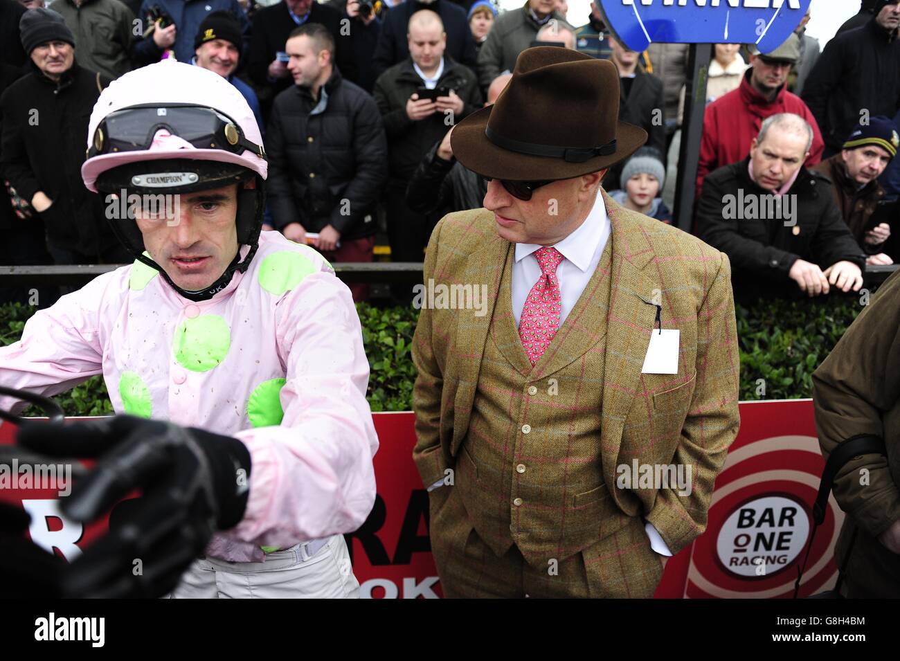 Owner Rich Ricci speaks with jockey Ruby Walsh after he rode Long Dog ...