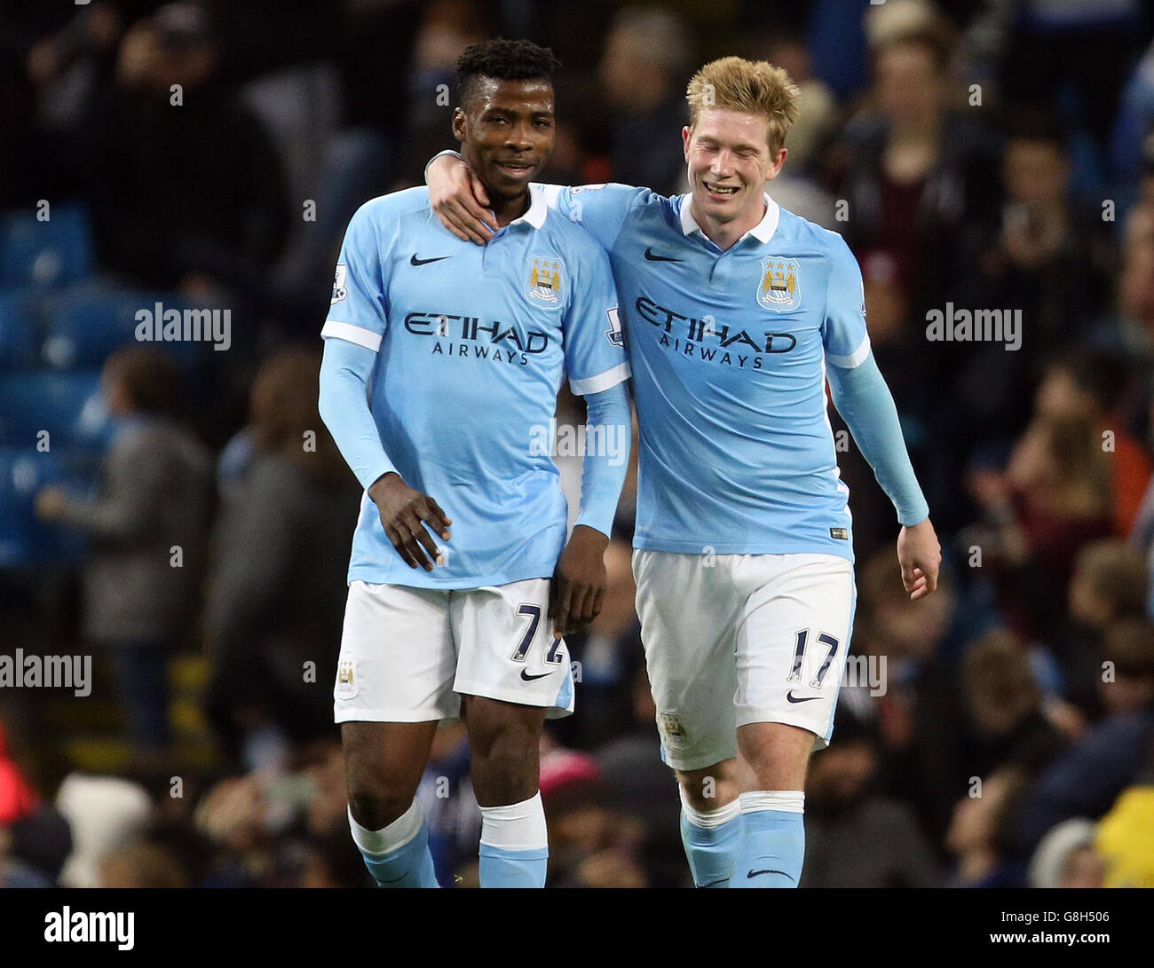 Left and manchester citys kevin de bruyne celebrate hi-res stock ...