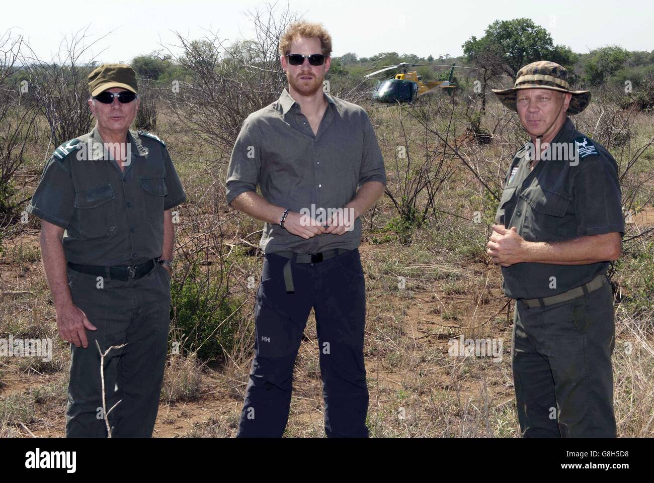 Prince Harry with General Johan Jooste (right) and Frik Rossouw as he ...