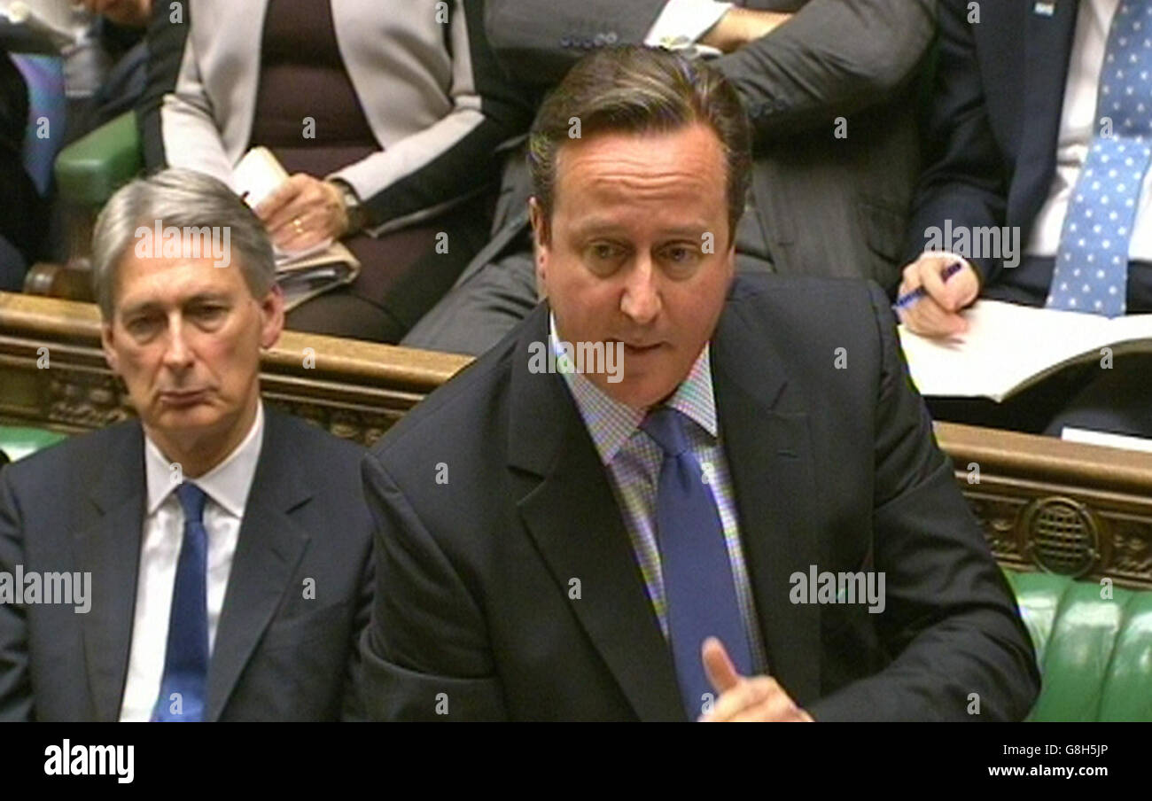 Prime Minister David Cameron speaking during the debate in the House of ...