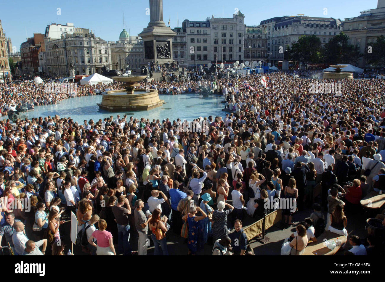 The scene in Trafalgar Square, London during a vigil one week after the ...