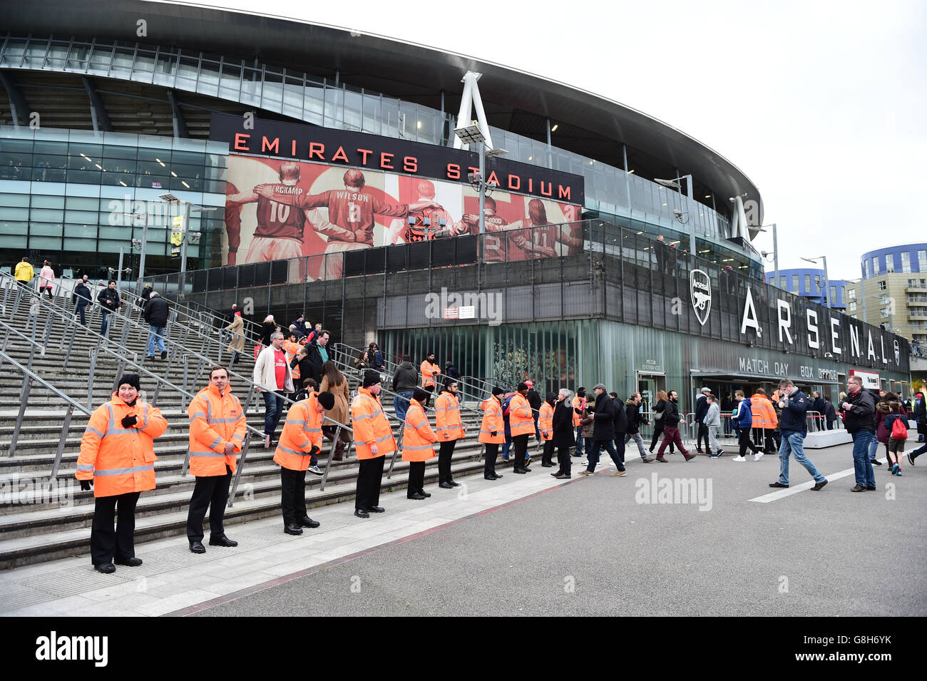 A line of security ahead of the Barclays Premier League match at the ...