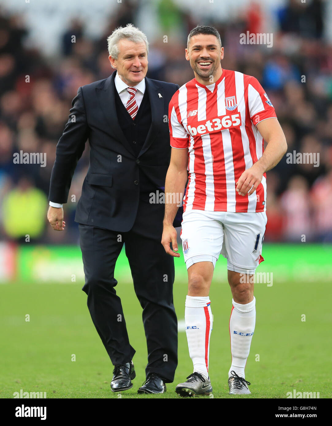 Stoke city manager mark hughes the game against manchester city hi-res stock photography and ...