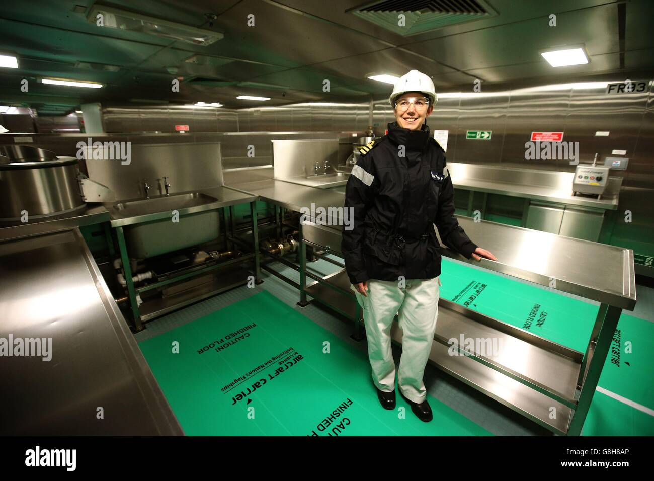 Commander Fiona Percival in the kitchen of the HMS Queen Elizabeth ...