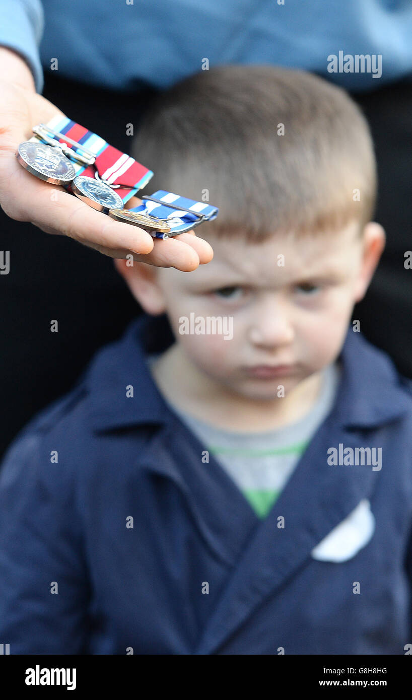 Veterans for Peace member Kirk Sollitt with his son Clayton aged 3 ...