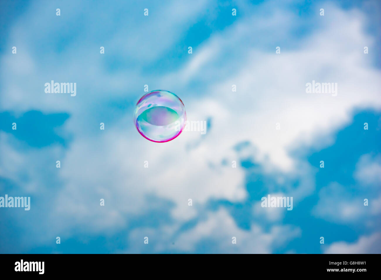 Single soap bubble on sky background Stock Photo - Alamy