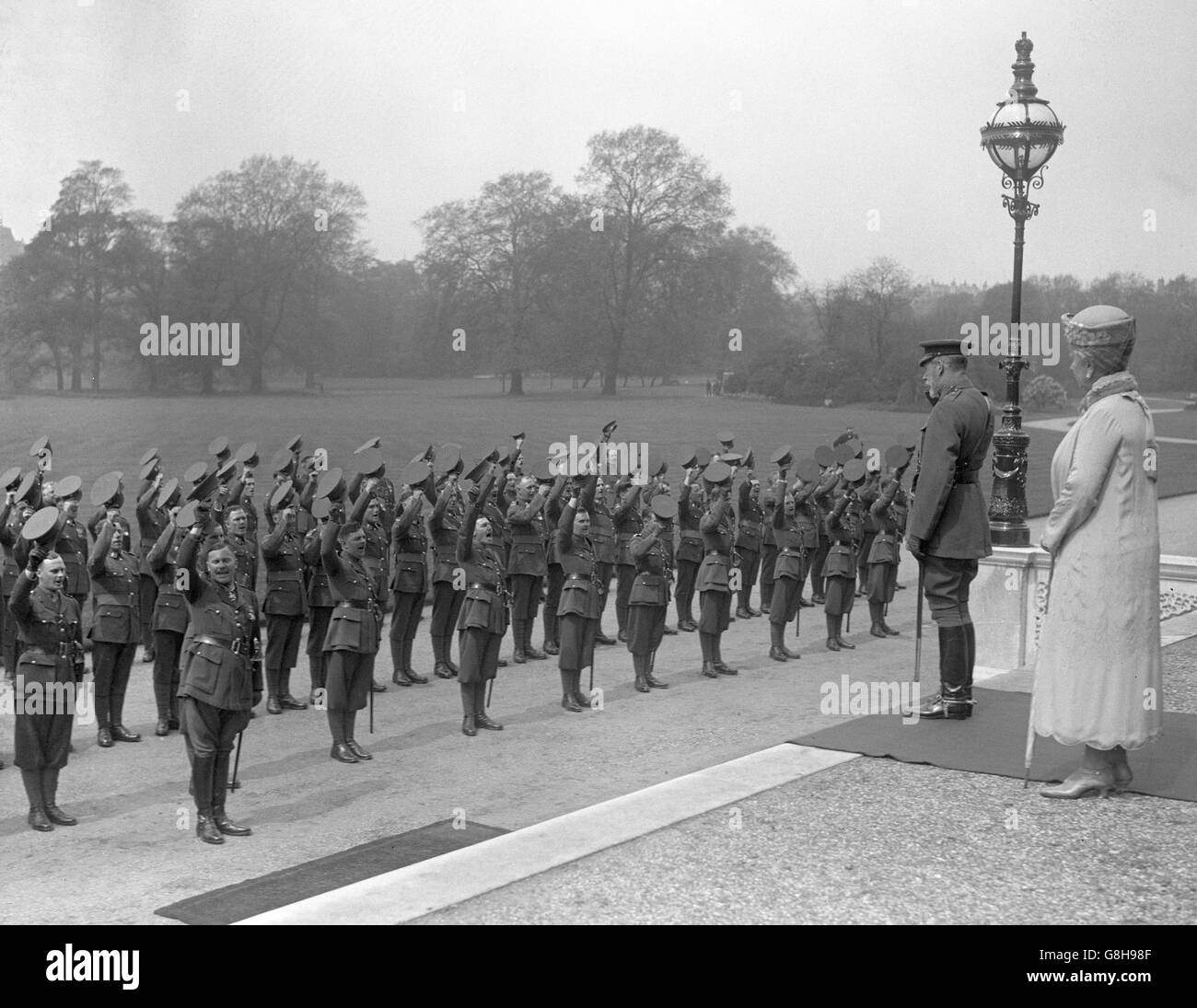 King george v inspects the manchester regiment at buckingham palace hi ...