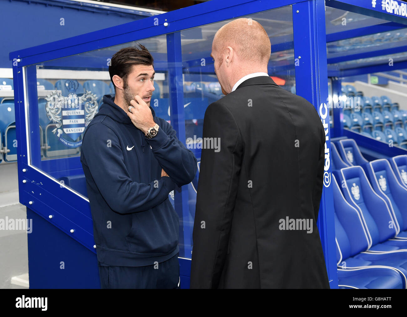 Queens Park Rangers' Charlie Austin and Burnley manager Sean Dyche ...