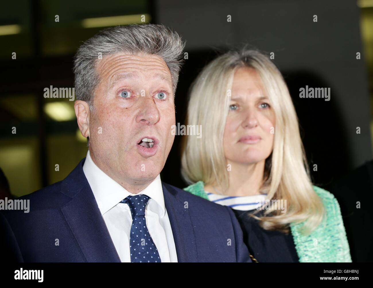 DJ Neil Fox leaves Westminster Magistrates' Court with his wife Vicky ...