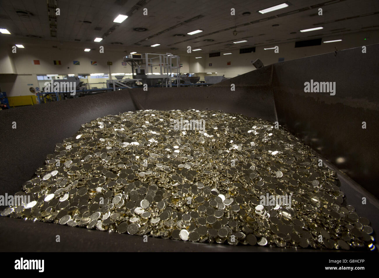 A vat of unminted one pound coins which will become some of the final ...