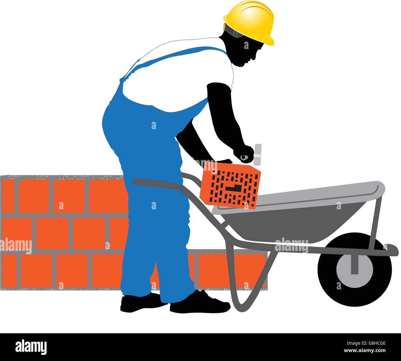 Construction worker put bricks vector illustration Stock Vector Image ...