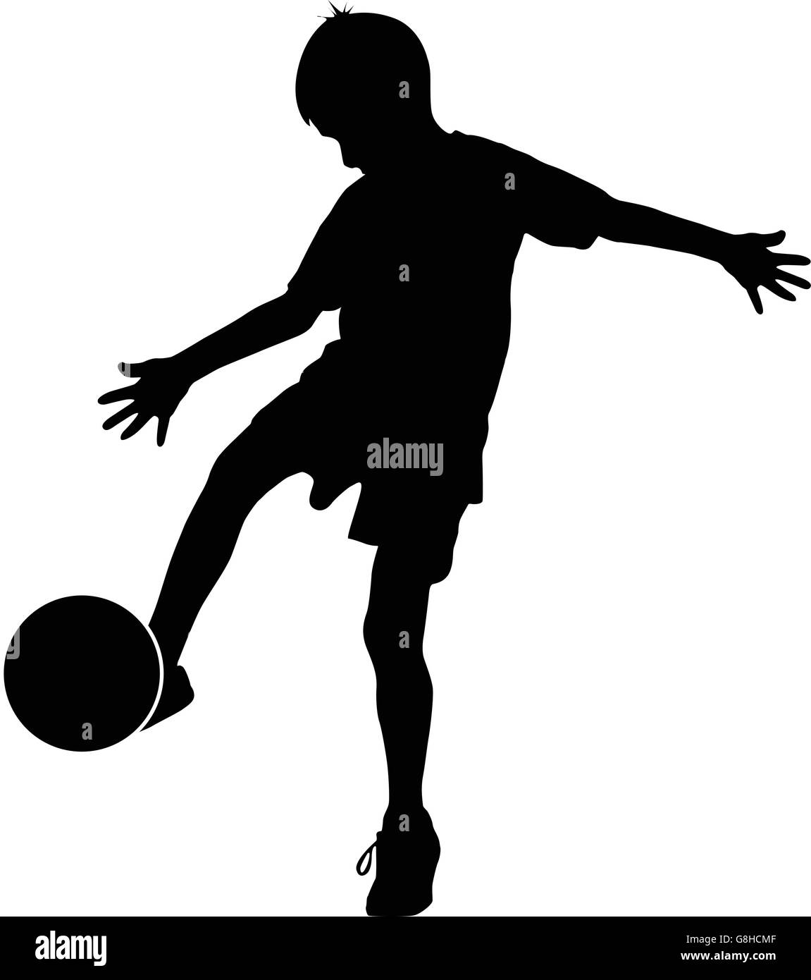 Silhouette boy kicking soccer ball hi-res stock photography and images ...