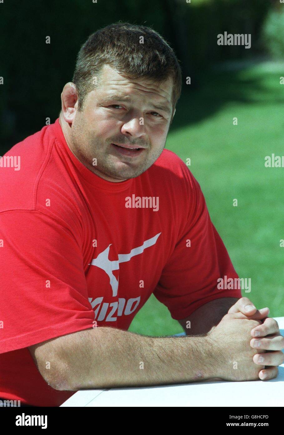 Rugby Garforth. Rugby player Darren Garforth with his asthma inhaler ...