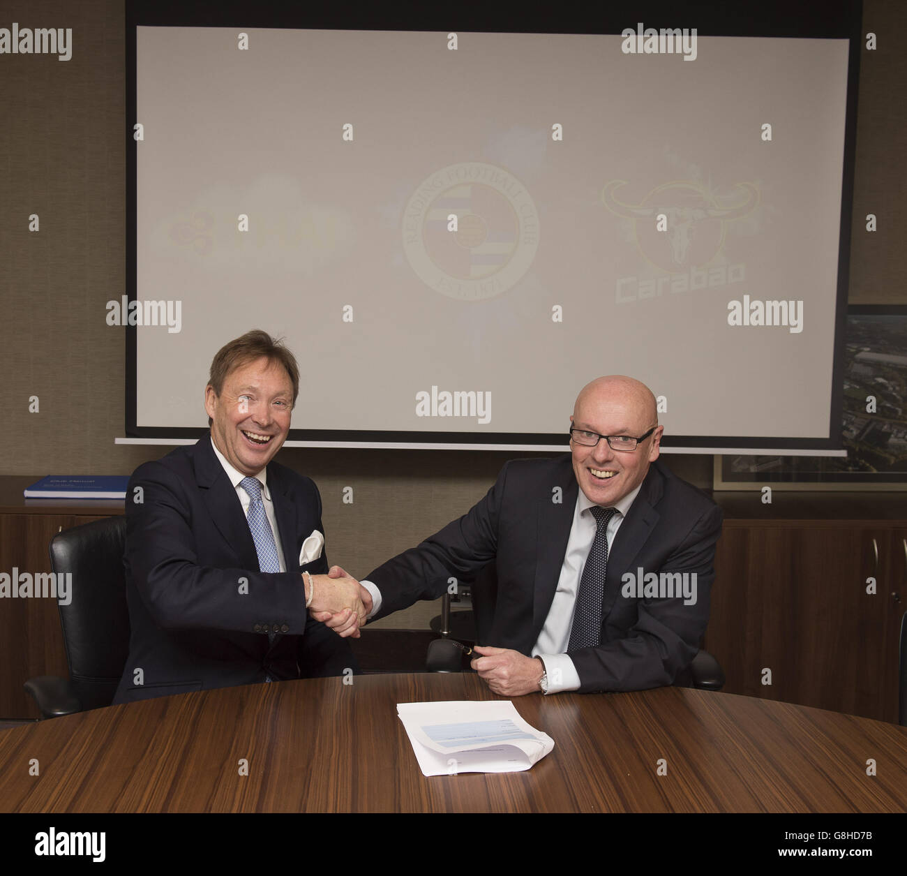 Reading FC Chief Executive Nigel Howe (left) looks on as new manager ...