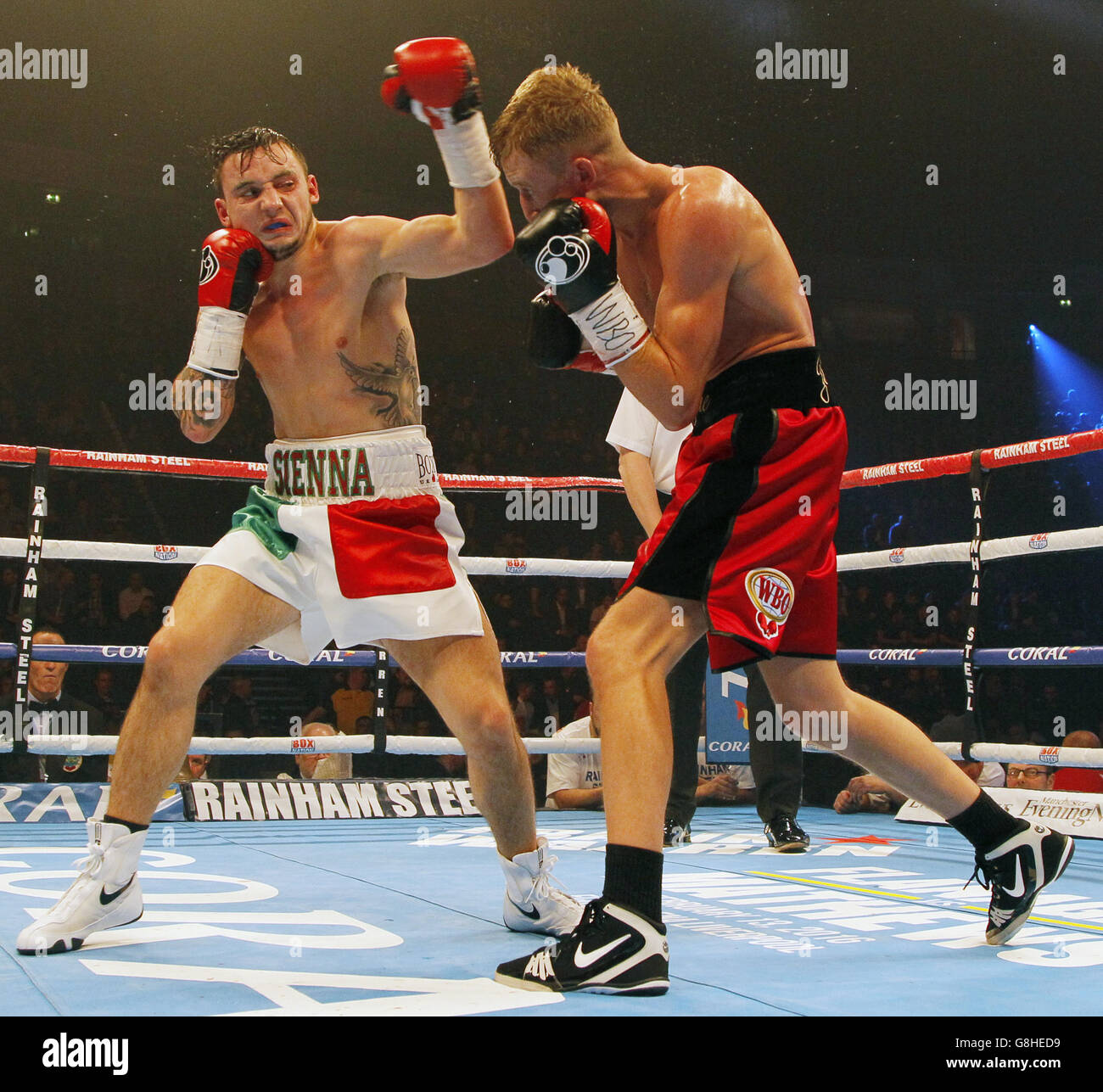 George Jupp (right) and Mitchell Smith during their WBO ...