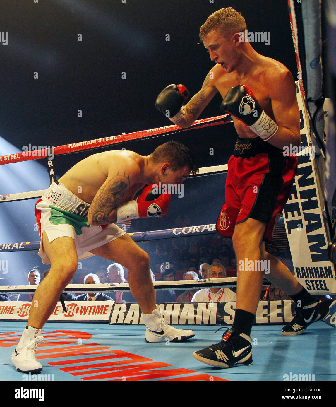 George Jupp (right) and Mitchell Smith during their WBO ...