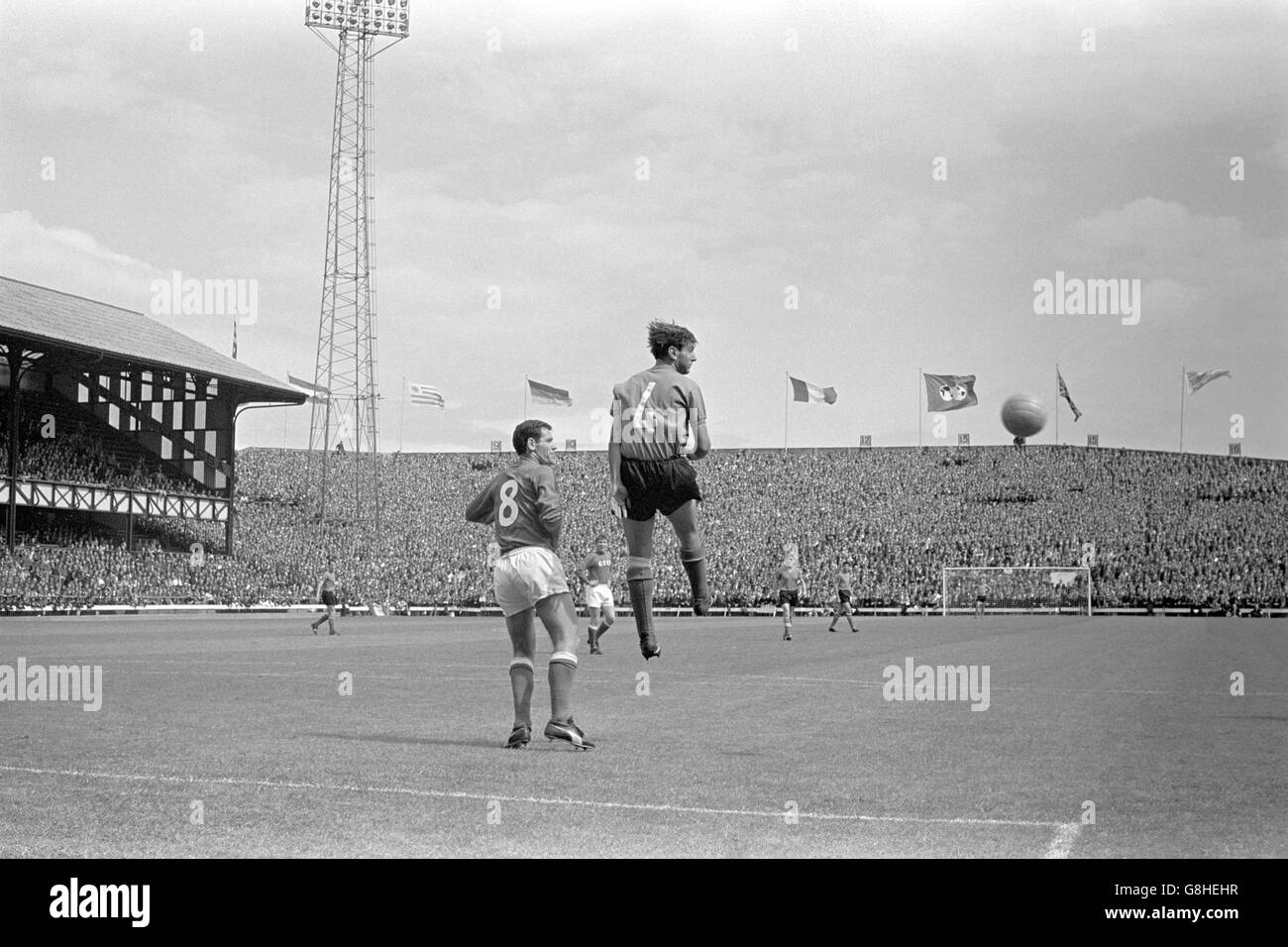 Italy's Giacomo Bulgarelli (r) heads the ball clear from USSR's Joszef ...